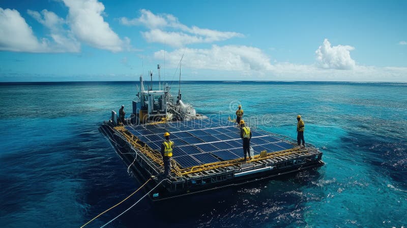 Engineers Working on Innovative Floating Solar Power Project Stock ...