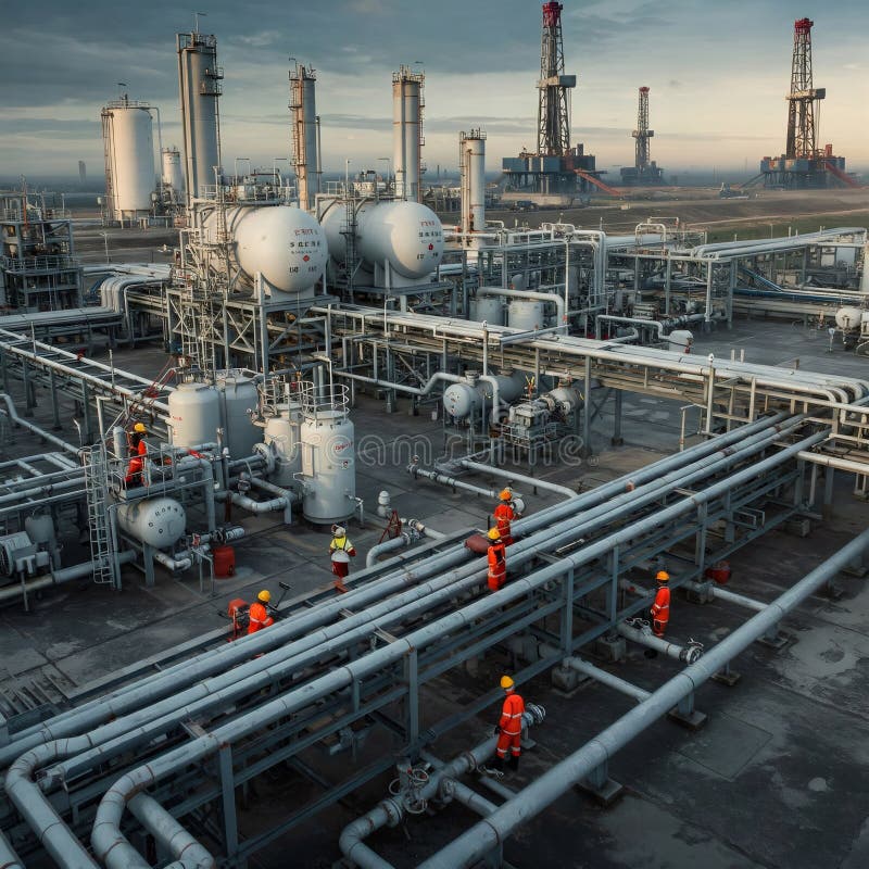 Natural Gas Processing Plant with Pipe Line Valves Stock Photo - Image ...