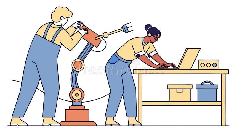Engineers Working on Robotic Arm Vector, Vector Design Generative AI Stock Vector - Illustration ...