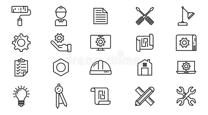 Enginering Flat Icon Set Vector Stock Vector - Illustration of element ...