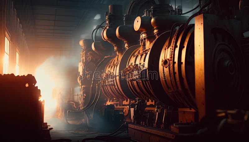 Engines in Factory Illustration by Generative AI Technology Stock ...