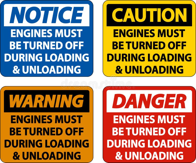 Engines Must Be Turned Off Sign on White Background Stock Vector ...
