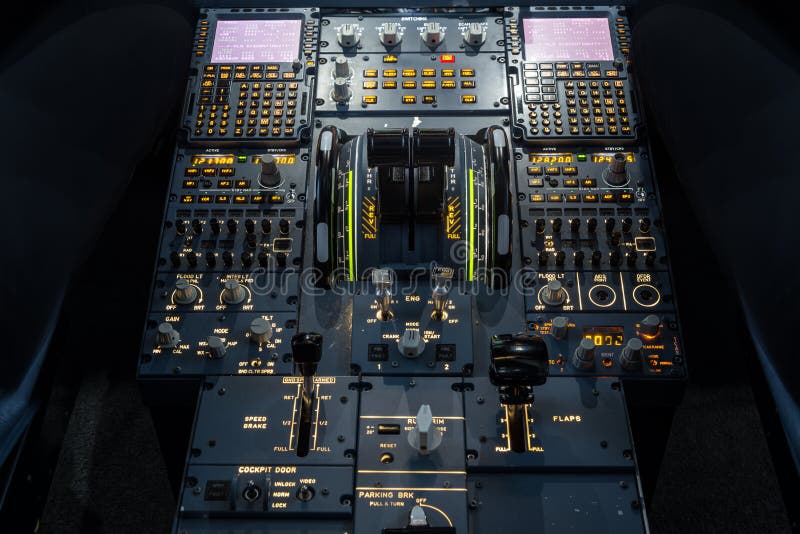 Engines Thrust Levers and Central Control Panel Stock Image - Image of ...