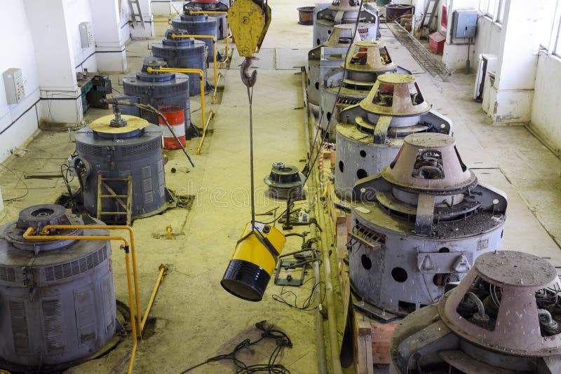 Engines of Water Pumps at a Water Pumping Station. Pumping Irrig Stock ...