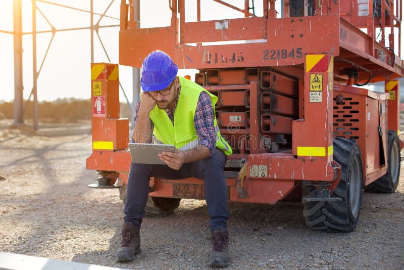 Enginner with Tablet at Construction Site Stock Photo - Image of ...