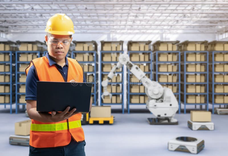Enginner or Worker in Warehouse Stock Image - Image of indoor, package ...