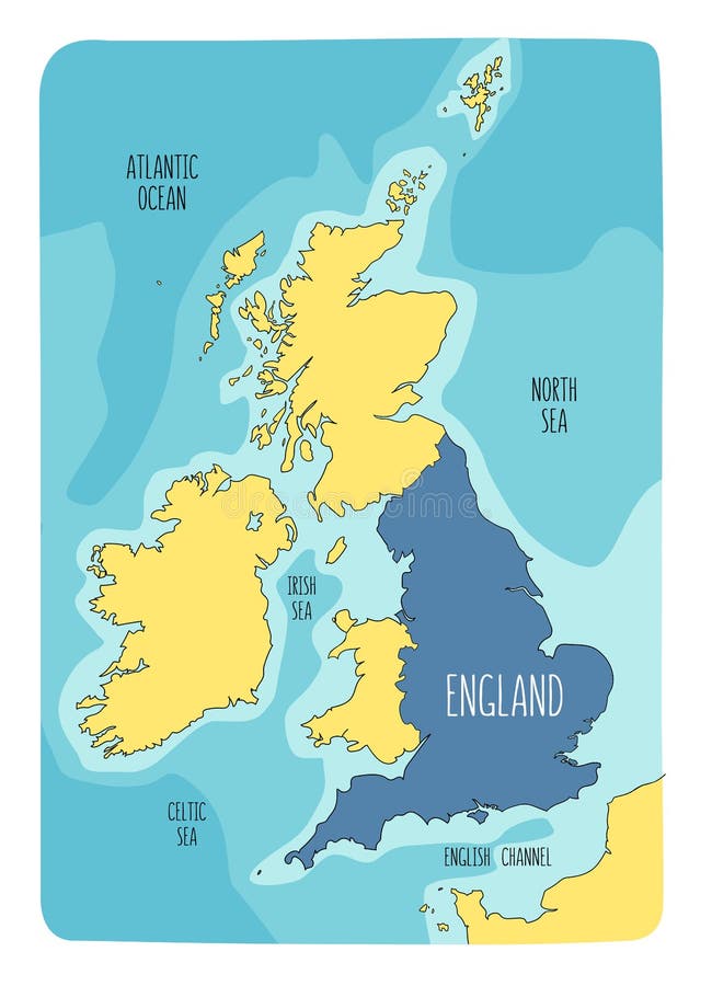 Hand Drawn Map of England and the British Isles. Stock Vector ...