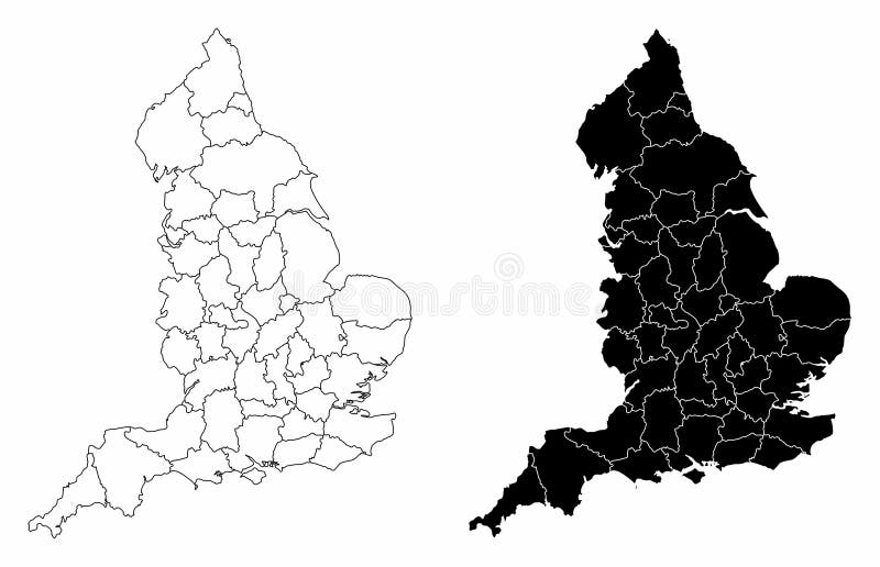 England Administrative Maps Stock Vector - Illustration of outline ...