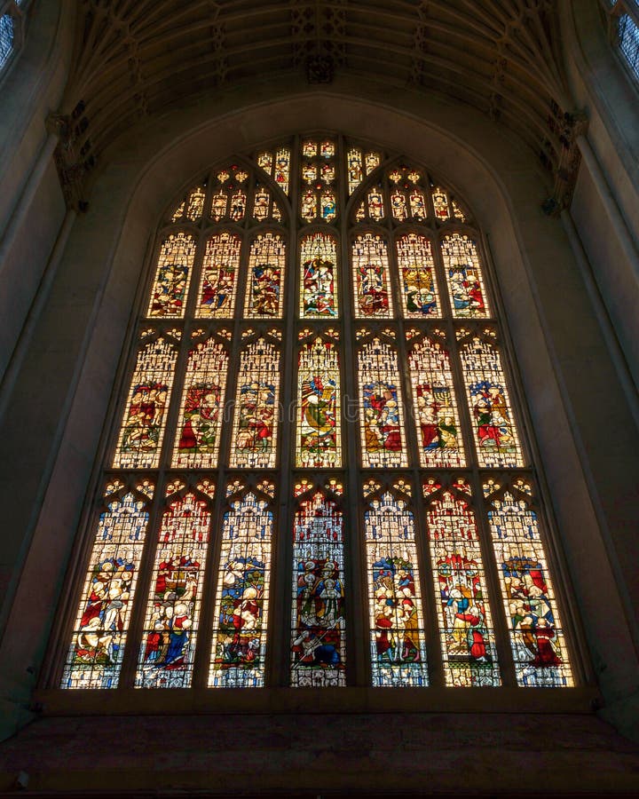Bath Abbey Perpendicular Gothic Window Close Up G Stained Glass ...