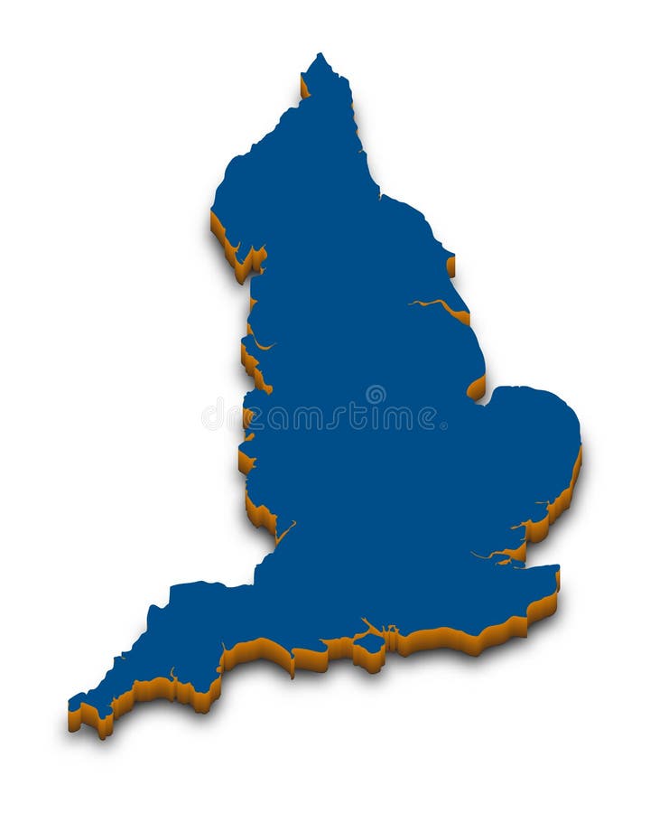 England 3D Map. Detailed 3d Map with Dropped Shadow. Blue Isometric ...
