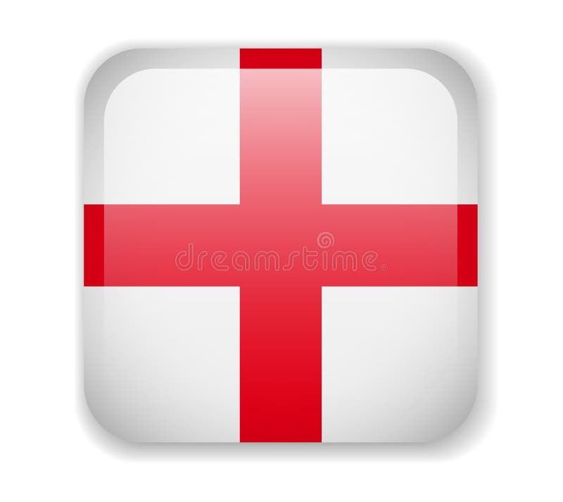England Flag Bright Square Icon on a White Background Stock ...