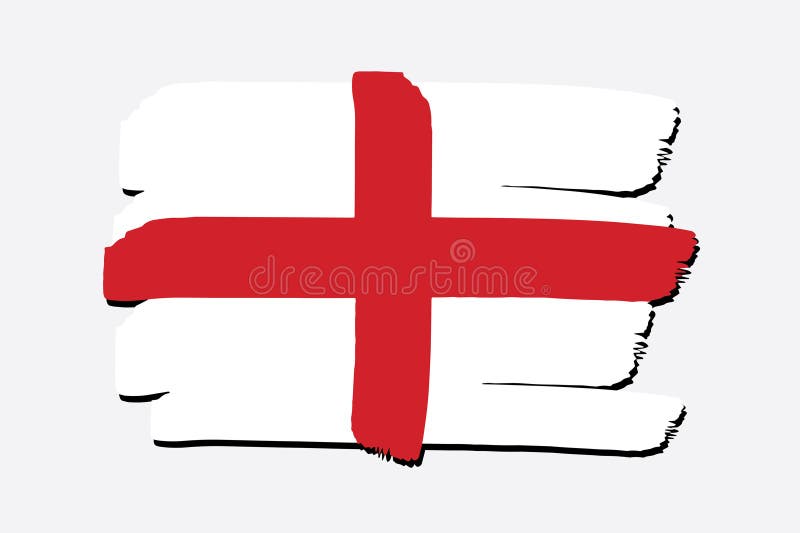 England Flag with Colored Hand Drawn Lines in Vector Format Stock ...