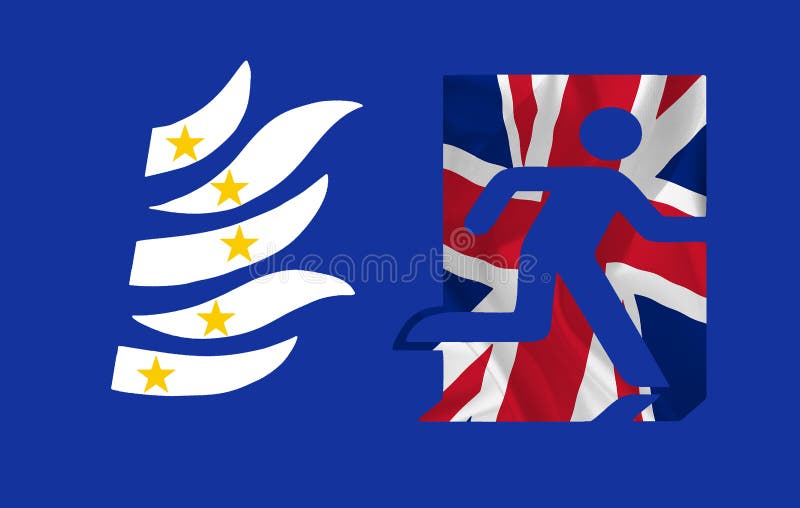 England Flag and Emergency Exit Sign on the European Union Flag Stock ...
