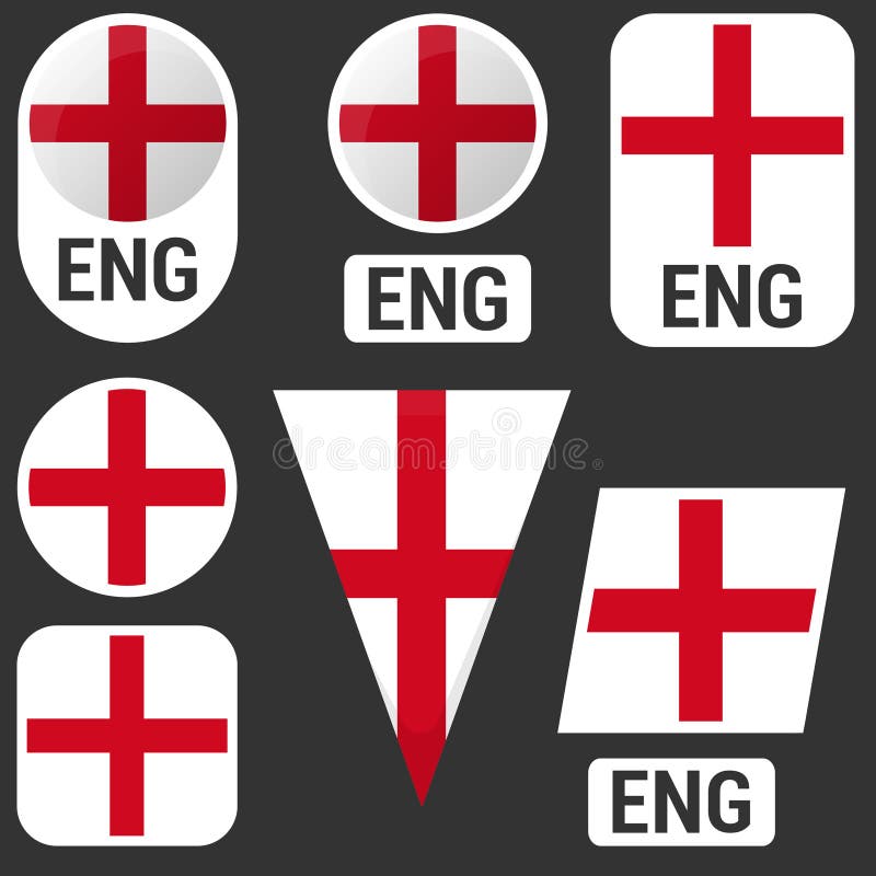 England Flags. Flags of Different Geometric Shapes Stock Vector ...