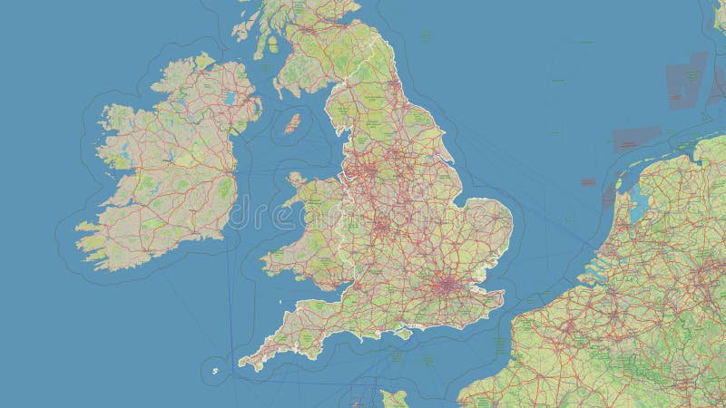 England - Great Britain Outlined. Topo German Stock Illustration ...