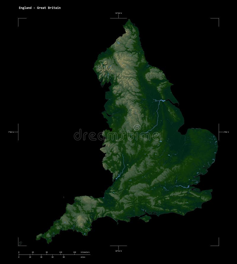 England - Great Britain Shape on Black. Physical Stock Illustration ...