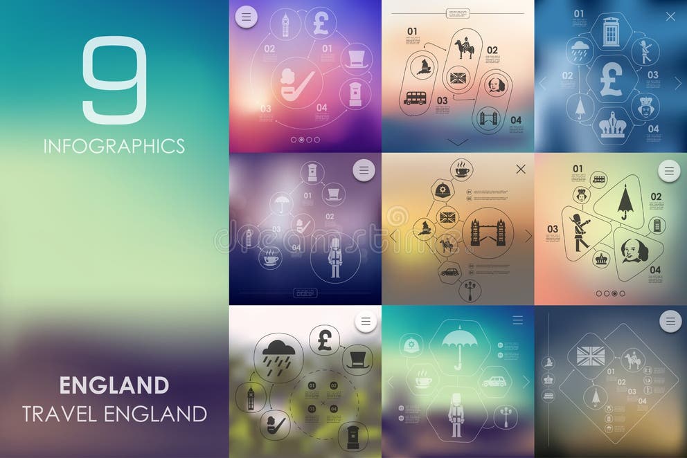 England Infographic with Unfocused Background Stock Vector ...
