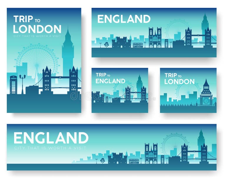 England Landscape Vector Banners Set. Vector Design Illustration Stock ...