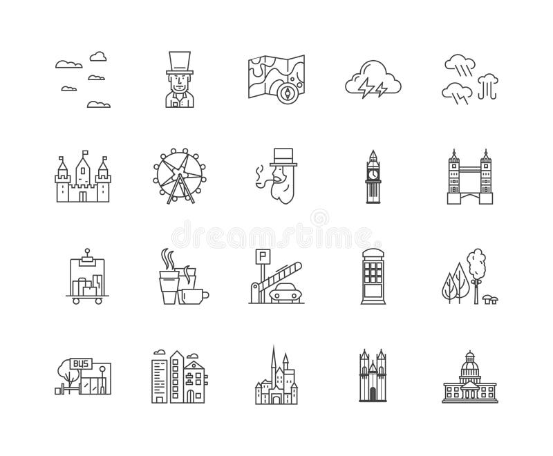 England Line Icons, Signs, Vector Set, Outline Illustration Concept ...
