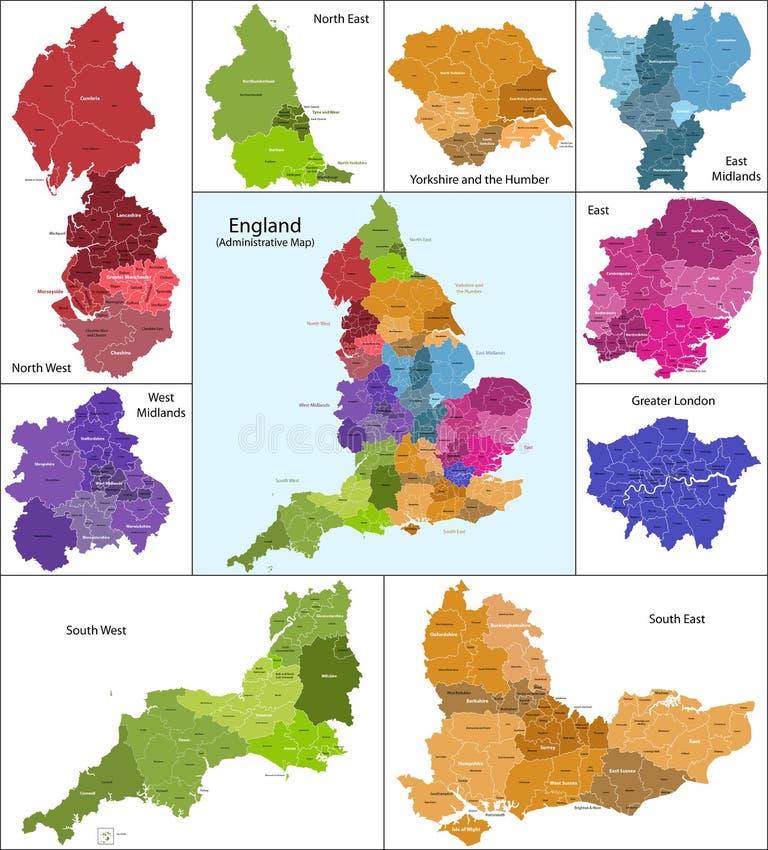 Map England Counties Stock Illustrations – 1,067 Map England Counties ...
