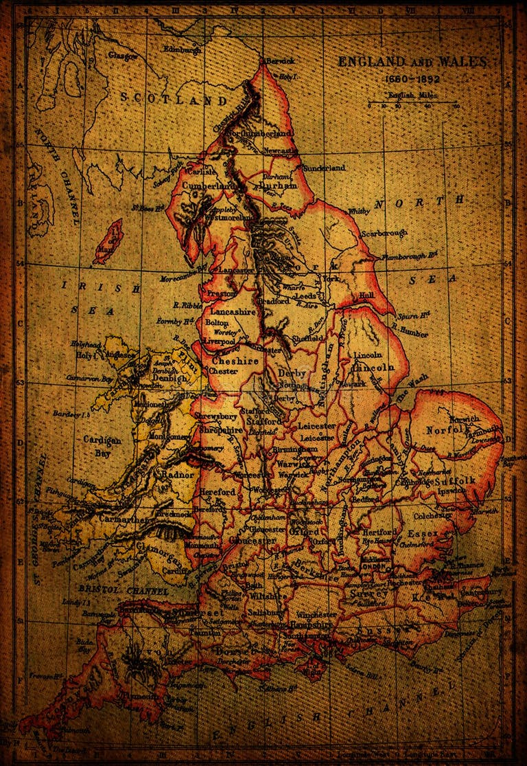 Antique England Map Stock Illustrations – 195 Antique England Map Stock ...