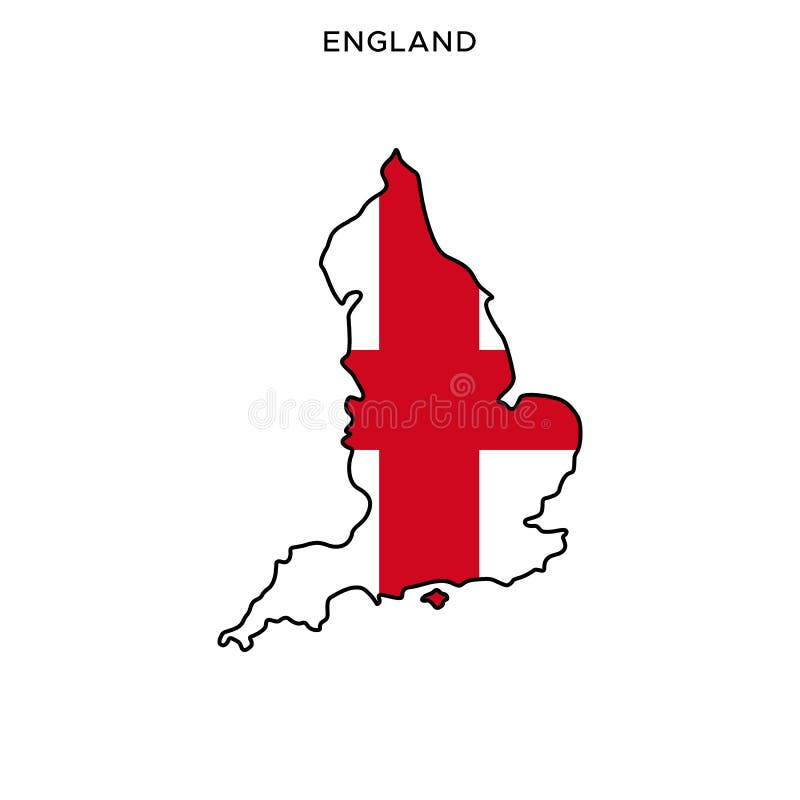 Map and Flag of England Vector Design Template with Editable Stroke ...