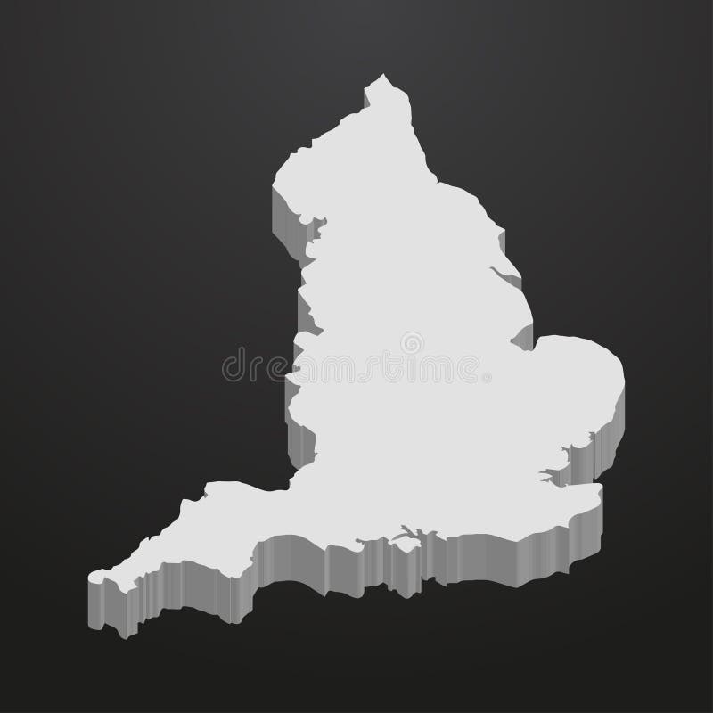 England Map in Gray with Shadows and Gradients on a Blue Background ...