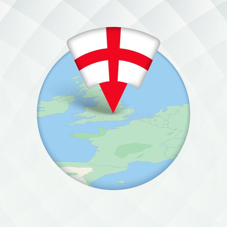 England Map Highlighted with Flag Marker Stock Vector - Illustration of ...