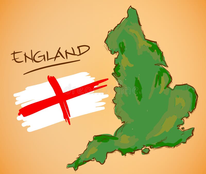 England Map and National Flag Vector Stock Vector - Illustration of ...