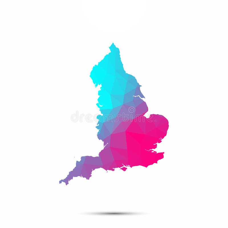 England Map Triangle Low Poly Geometric Polygonal Abstract Style. Stock ...