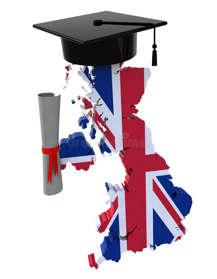 England Maps with Graduation Cap and Diploma Stock Illustration ...