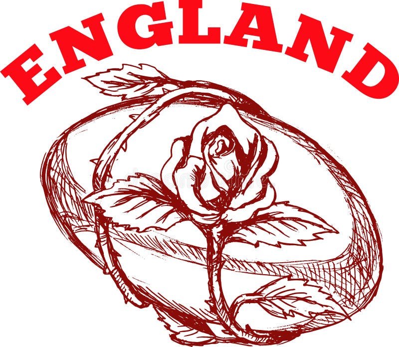 England Rugby Ball English Rose Stock Illustration - Illustration of ...