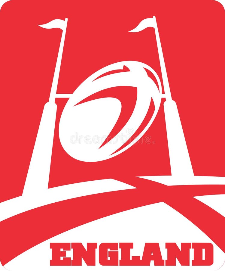 England Rugby Ball Goal Post Stock Illustration - Illustration of rugby ...