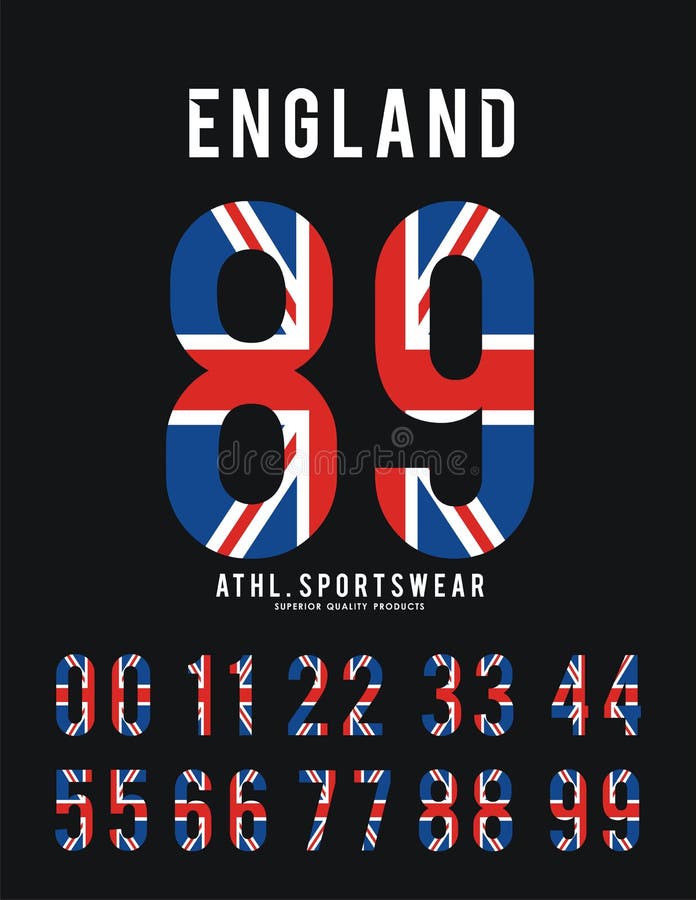 Numbers Bearing the Flag of Great Britain. Stock Vector - Illustration ...