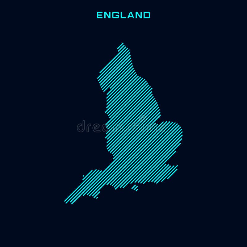 England Striped Map Vector Design Template with Blue Background. Stock ...