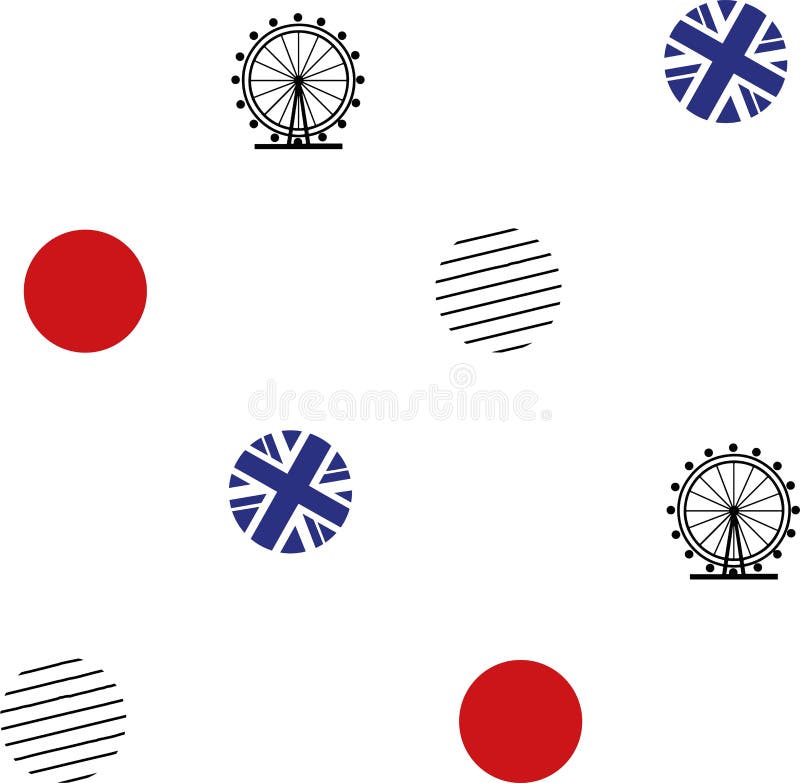 England Symbols Vector Illustration Seamless Pattern. Red, White, and ...