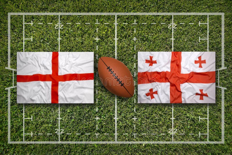 England Vs. Georgia Flags on Rugby Field Stock Photo - Image of lawn ...
