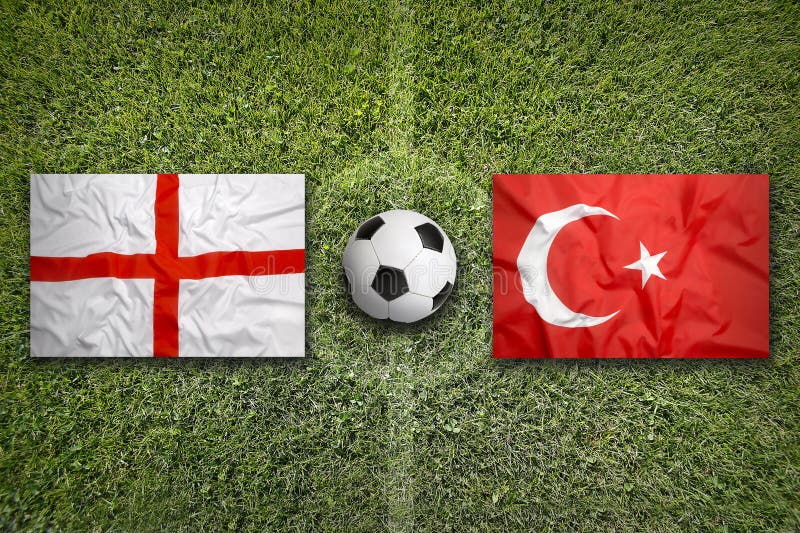 England Vs. Turkey Flags on Soccer Field Stock Image - Image of lawn ...