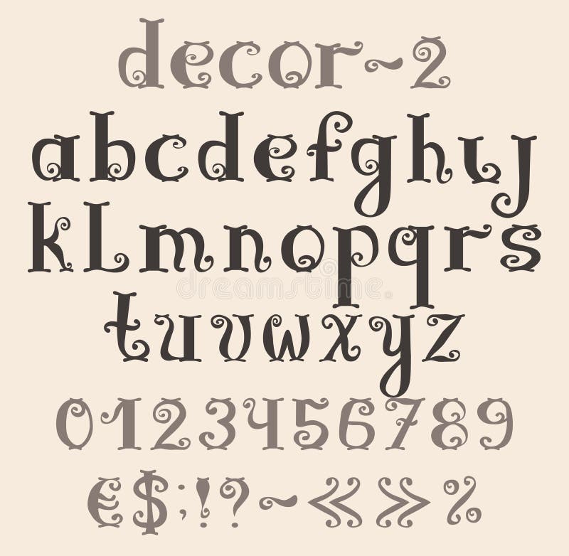 Englisches Alphabet Mit Zahlen Und Symbolen. Vektor Abbildung ...