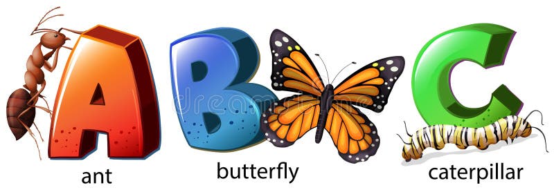 English Alphabet Abc with Words Stock Vector - Illustration of living ...