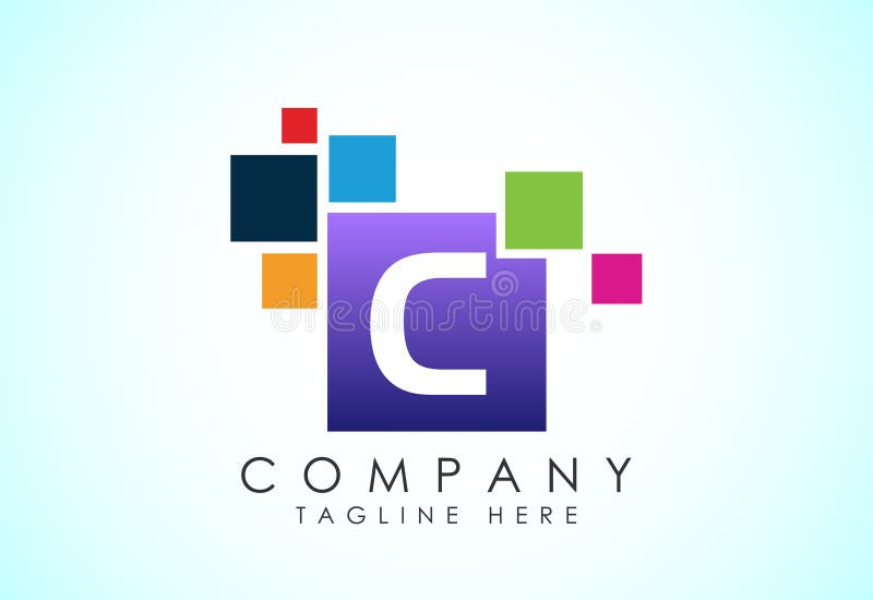 English Alphabet C with Data Pixel. Creative Technological Modern Data ...