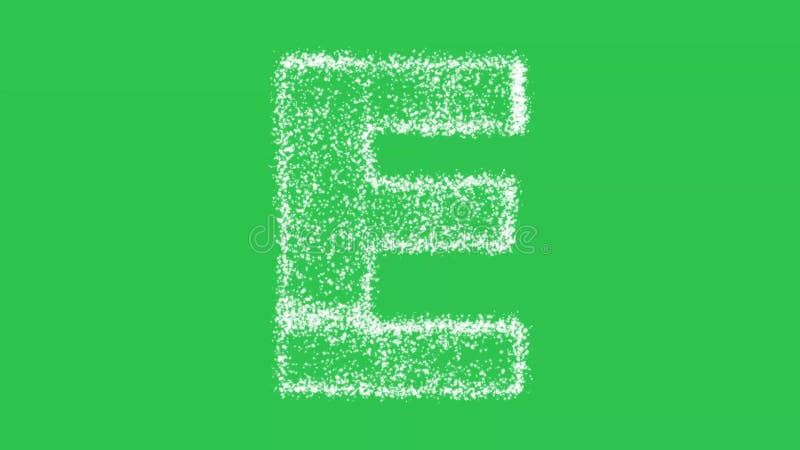 English Alphabet E with Glitter Particles on Green Screen Background ...