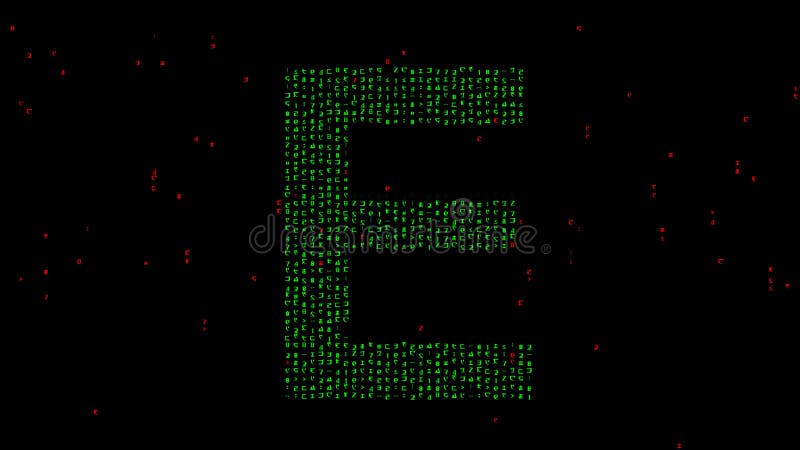 English Alphabet E with Matrix Code on Plain Black Background Stock ... English Alphabet E with Matrix Code on Plain Black Background Stock ...