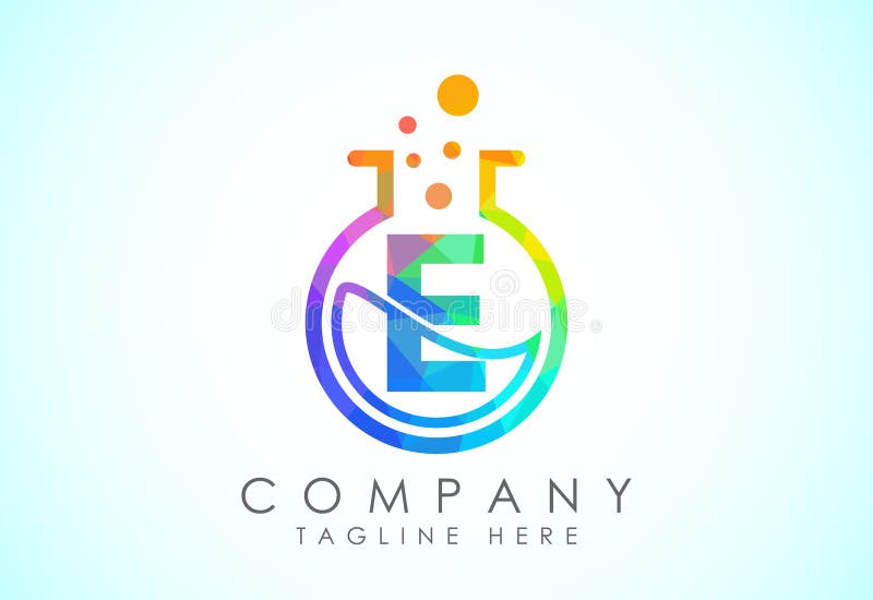 English Alphabet E with Science Lab Emblem. Low Poly Style Lab Science ...