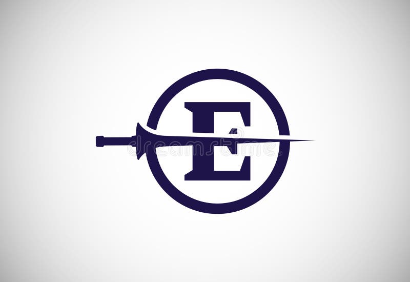 English Alphabet E with Spear Lance. Creative Spear Logo Design ...