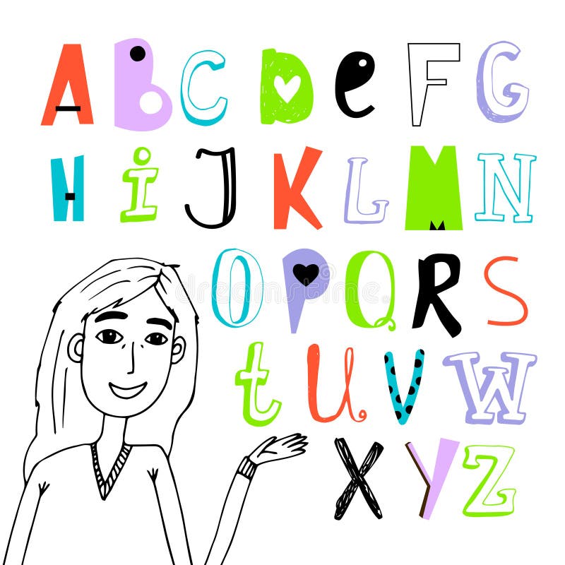 English Alphabet with Funny Multi-colored Letters Stock Vector ...