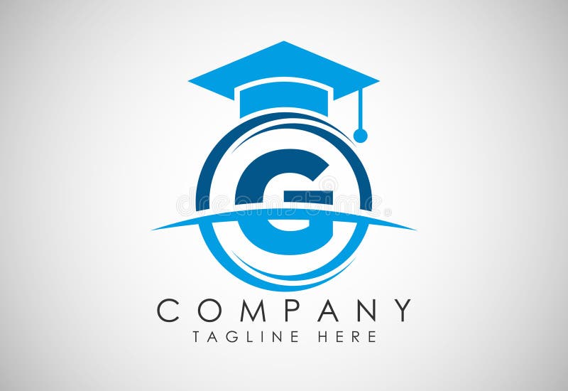 English Alphabet G in a Circle with Education Hat. Education and ...