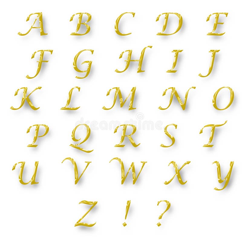 English Alphabet Gold Color Stock Illustration - Illustration of ...