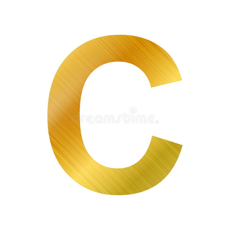 English Alphabet, Gold Texture Letter C on White Background - Vector ...