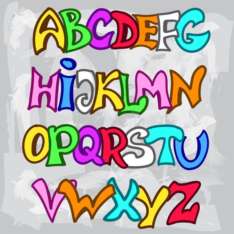 Graffiti alphabet colored stock vector. Illustration of urban - 47195404